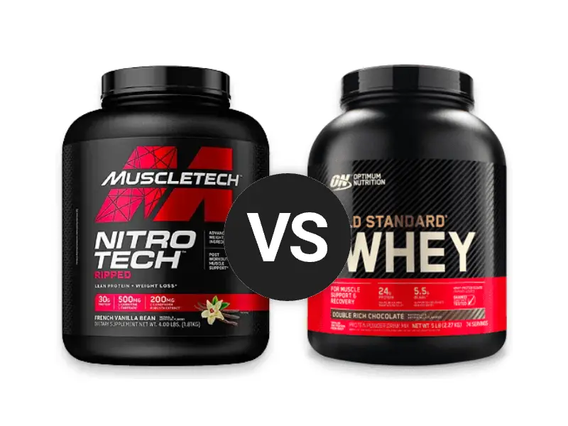 MuscleTech Nitro Ripped vs Optimum Gold Standard | ProteinPowder.com