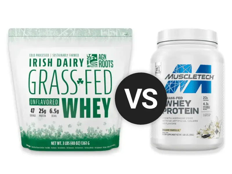 AGN Roots Irish Dairy vs Muscletech Grass-Fed | ProteinPowder.com