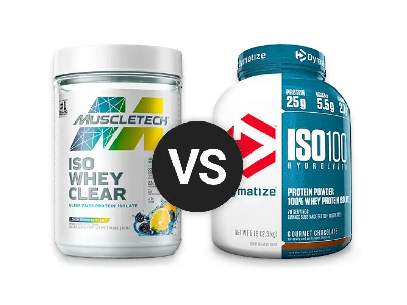 Dymatize ISO100 vs Muscletech ISO Clear | ProteinPowder.com