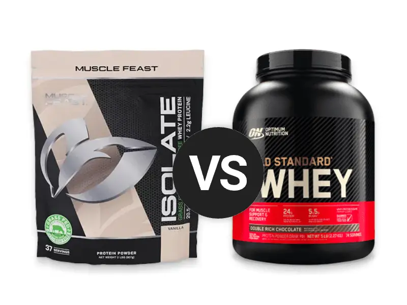 Muscle Feast Grass-fed Isolate vs Optimum Gold Standard | ProteinPowder.com