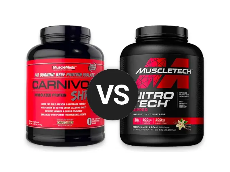 Muscletech Nitro Ripped vs MuscleMeds Carnivor Shred | ProteinPowder.com