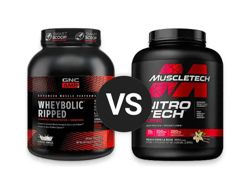 MuscleTech Nitro Tech Ripped vs GNC Wheybolic Ripped | ProteinPowder.com