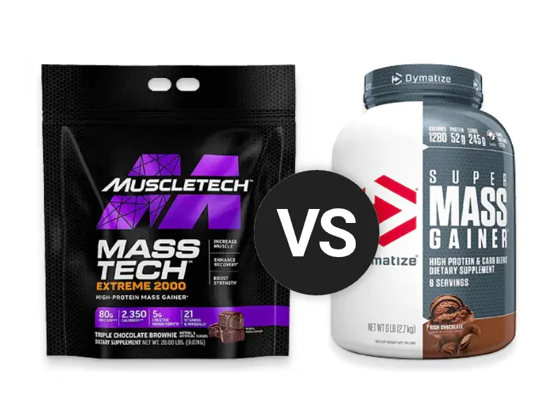 MuscleTech Mass-Tech Extreme vs Dymatize Super Mass | ProteinPowder.com