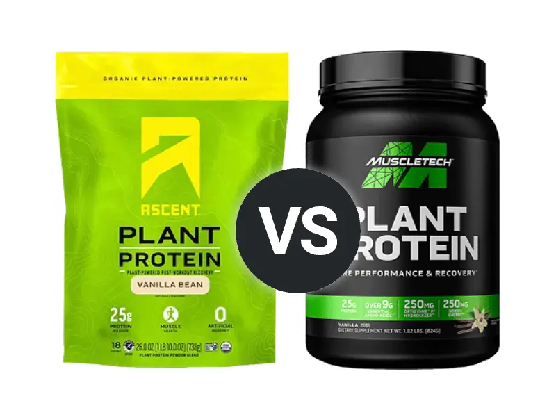 Ascent Plant Protein vs MuscleTech Plant | ProteinPowder.com