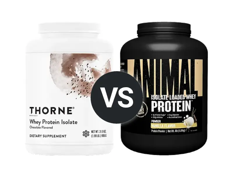 Thorne Whey Isolate vs Animal Loaded | ProteinPowder.com
